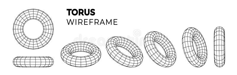 Wireframe Torus Grid with Different Structure of Mesh Frame Isolated ...