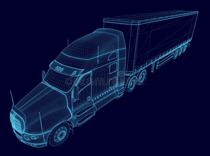 Semi Truck Wireframe Vector Stock Illustrations – 182 Semi Truck ...