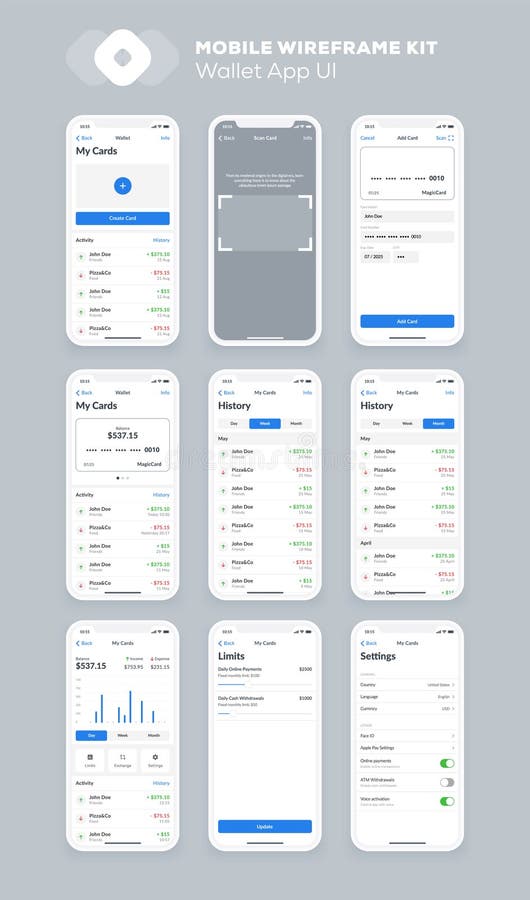 Wireframe Kit for Mobile Phone. Mobile App UI, UX Design. New Ecommerce ...