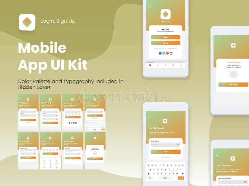 Wireframe UI, UX and GUI Layout with Different Login Screens. Stock Illustration - Illustration ...