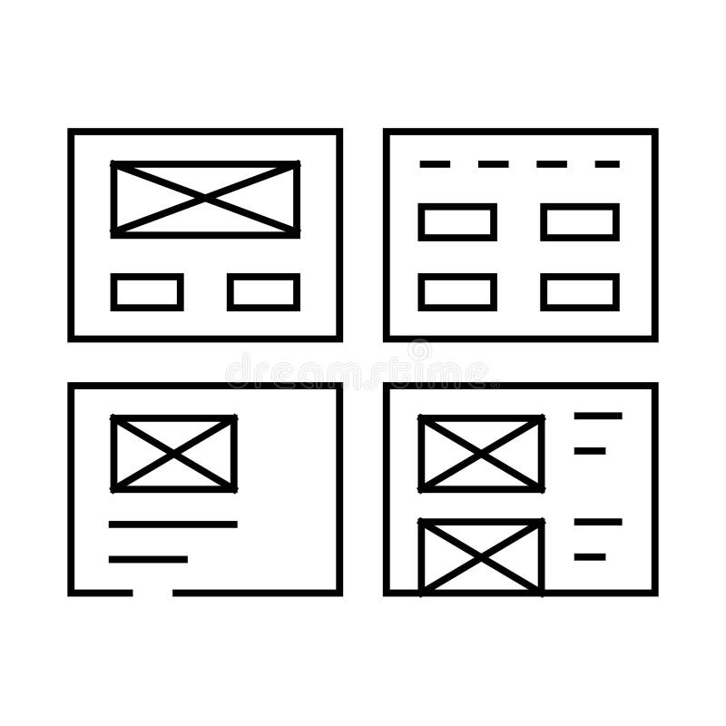 Wireframe Ux Ui Design Line Icon Vector Illustration Stock Illustration - Illustration of ...