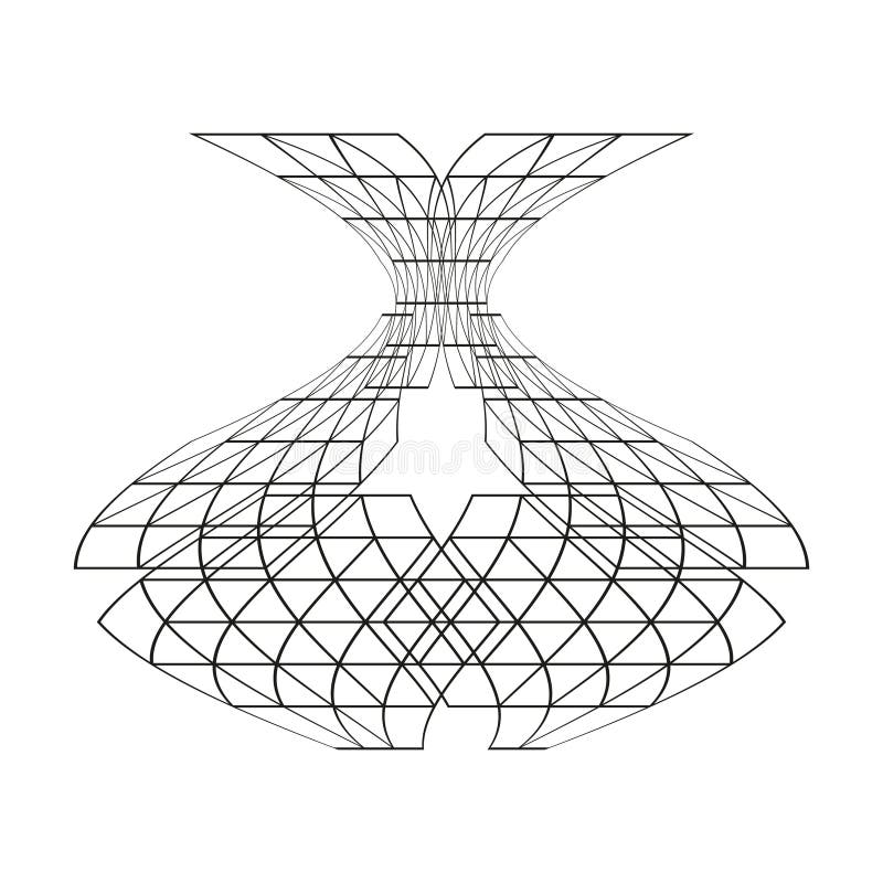 Wireframe Vase Structure. Geometric Line Shape. Hollow Vector Form ...