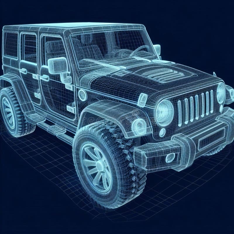 Wireframe Vehicle a Vehicle Represented Using only Its Edges and Stock ...