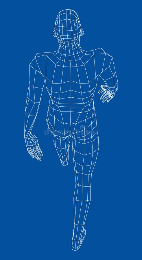 Wireframe Walking Man. 3d Illustration Stock Illustration ...