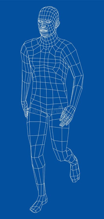 Wireframe Walking Man. 3d Illustration Stock Illustration ...