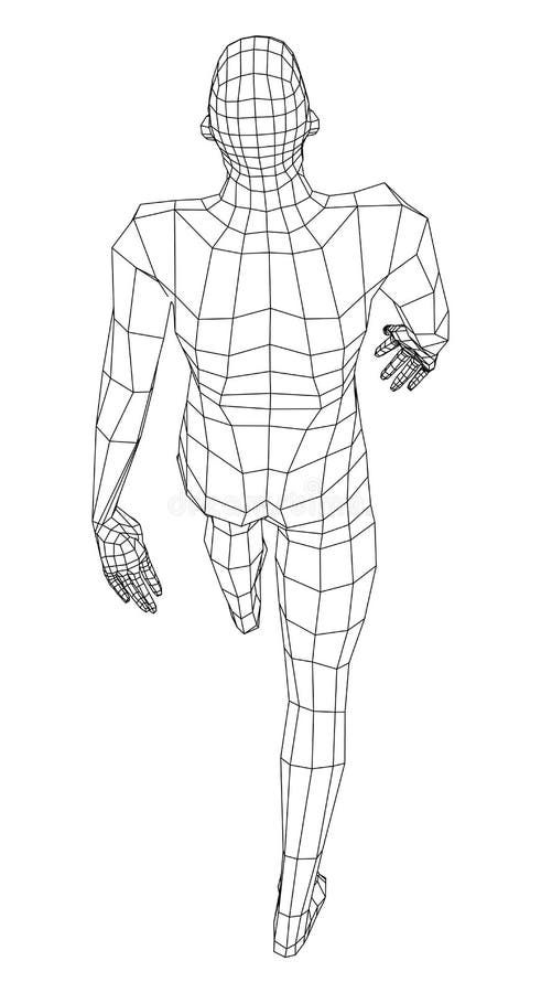 Wireframe Walking Man. 3d Illustration Stock Illustration ...