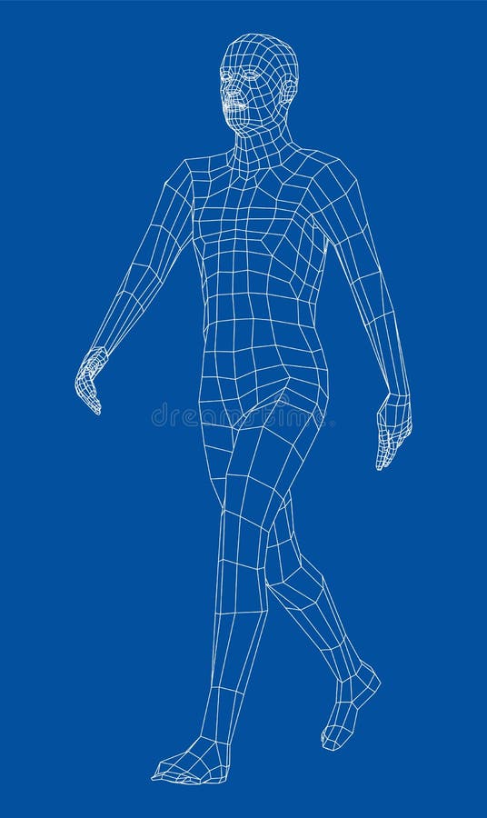Wireframe Walking Man. 3d Illustration Stock Illustration ...