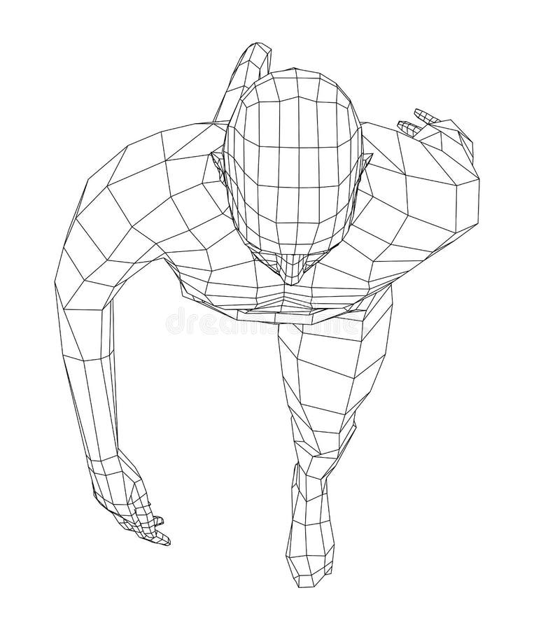 Wireframe Walking Man. 3d Illustration Stock Illustration ...