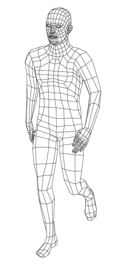 Wireframe Walking Man. 3d Illustration Stock Illustration ...
