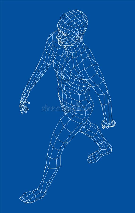 Wireframe Walking Man. 3d Illustration Stock Illustration ...
