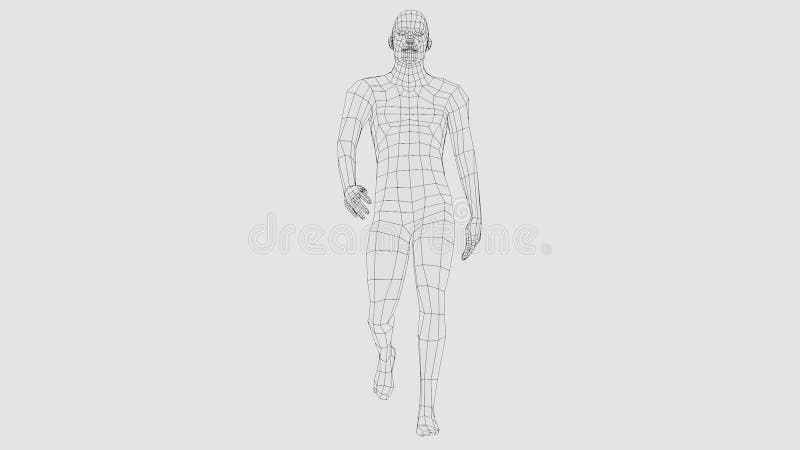 Wireframe Walking Man, Seamless Stock Video - Video of activity, sprint ...