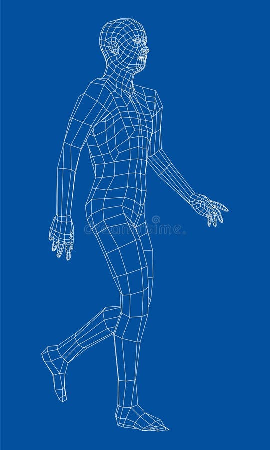 Wireframe Walking Man. Vector Stock Vector - Illustration of people ...