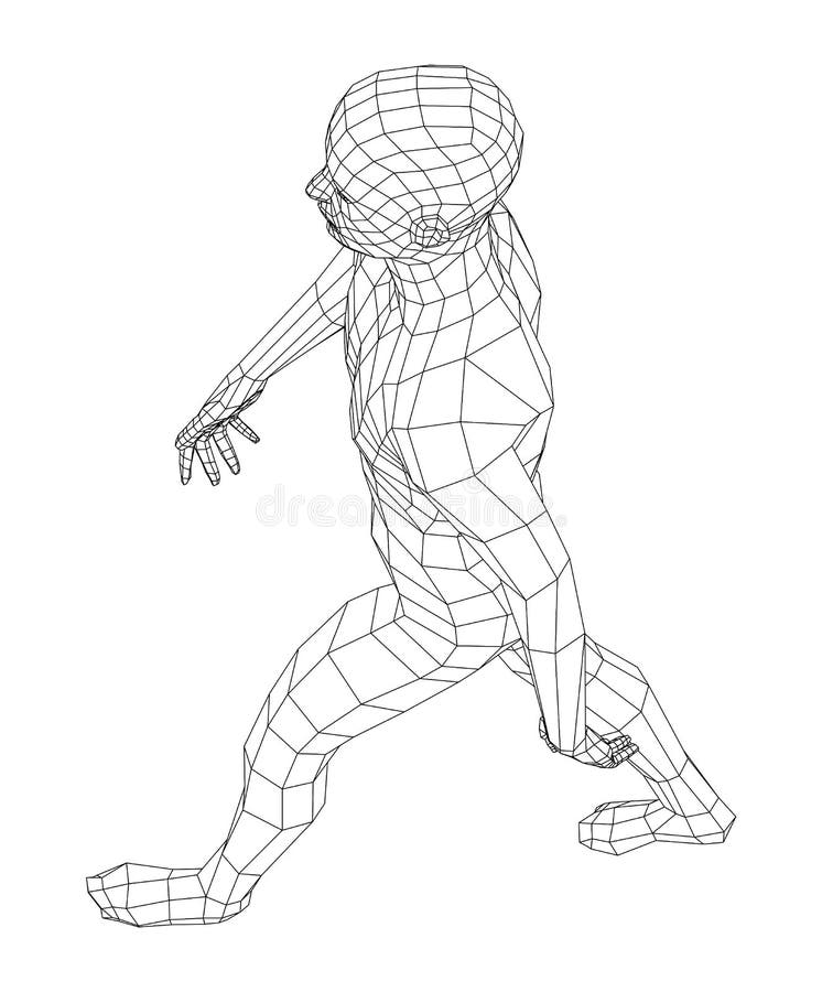 Wireframe Walking Man. Vector Stock Vector - Illustration of technology ...