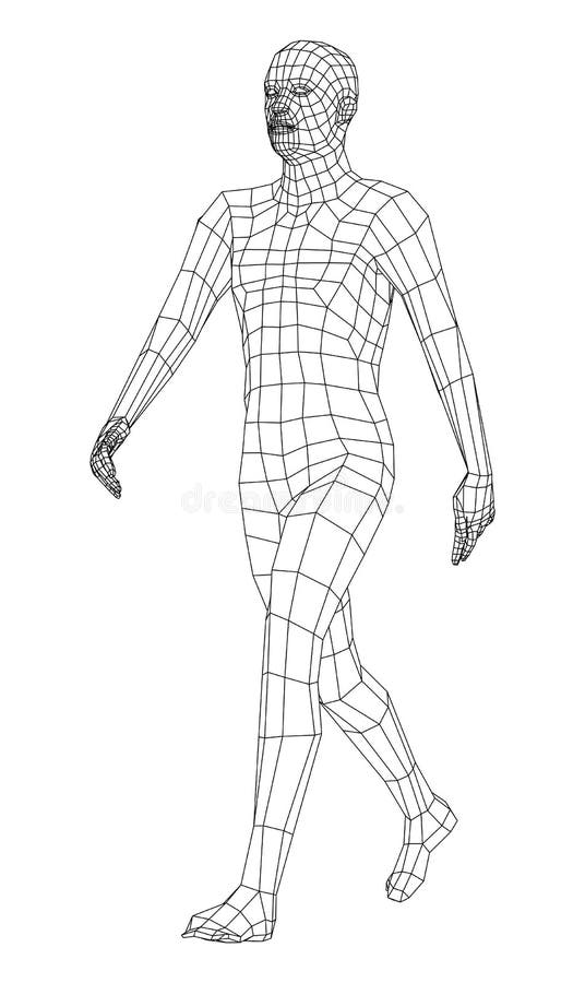 Wireframe Walking Man. Vector Stock Vector - Illustration of workout ...