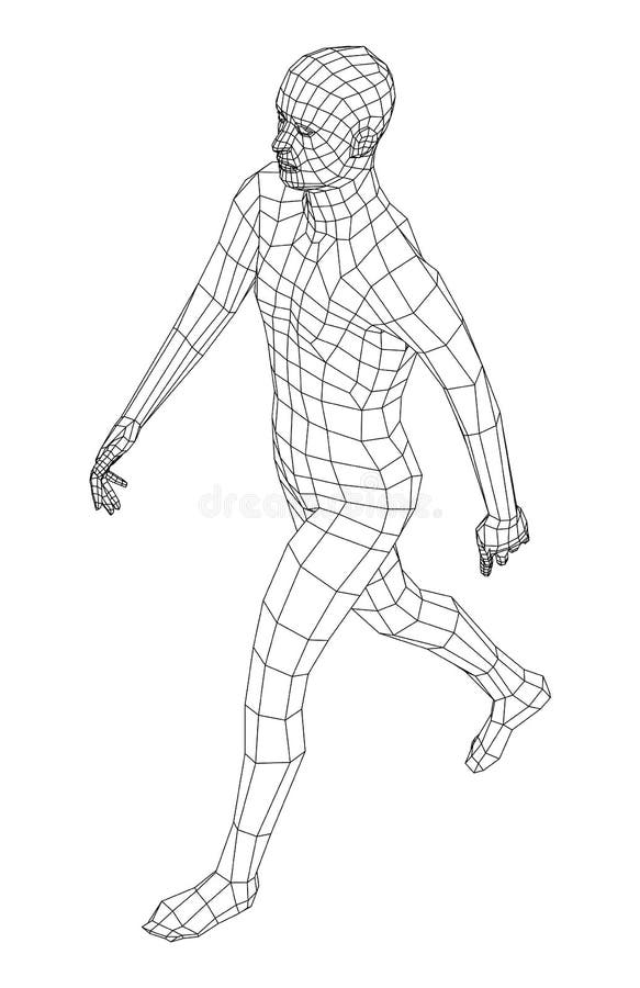 Wireframe Walking Man. Vector Stock Vector - Illustration of athlete ...