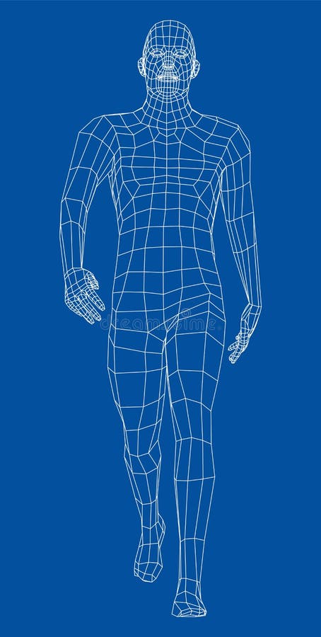 Wireframe Walking Man. Vector Stock Vector - Illustration of walk ...