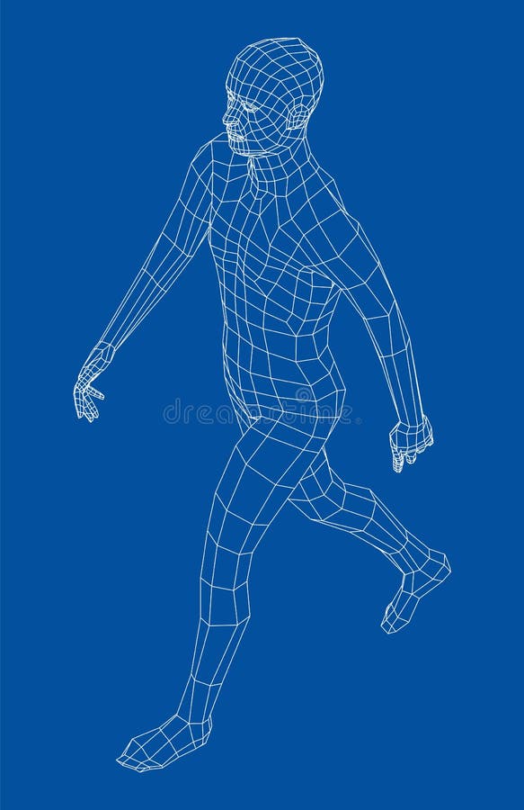 Wireframe Walking Man. Vector Stock Vector - Illustration of sprinter ...