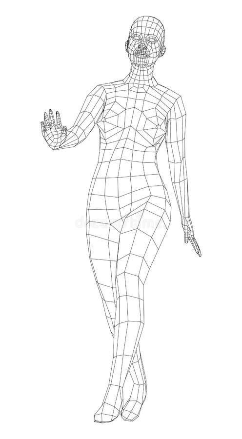 Wireframe Walking Woman. Vector Stock Vector - Illustration of medical ...