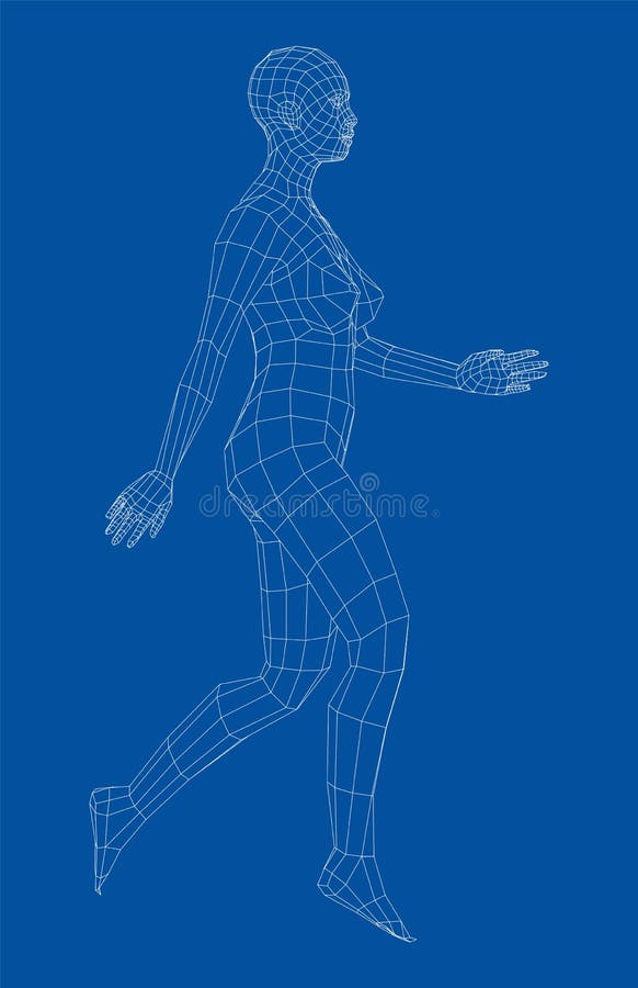 Wireframe Walking Woman. Vector Stock Vector - Illustration of woman ...