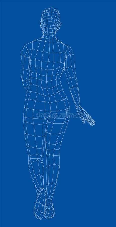 Wireframe Walking Woman. Vector Stock Vector - Illustration of ...