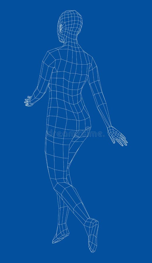 Wireframe Walking Woman. Vector Stock Vector - Illustration of logo ...