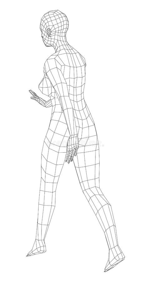 Wireframe Walking Woman. Vector Stock Vector - Illustration of design ...