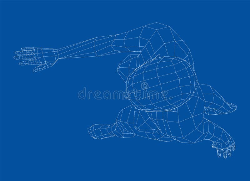 Wireframe Walking Woman. Vector Stock Vector - Illustration of ...