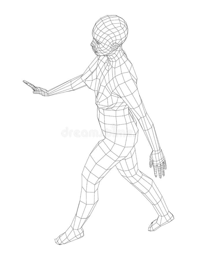 Wireframe Walking Woman. Vector Stock Vector - Illustration of sprint ...