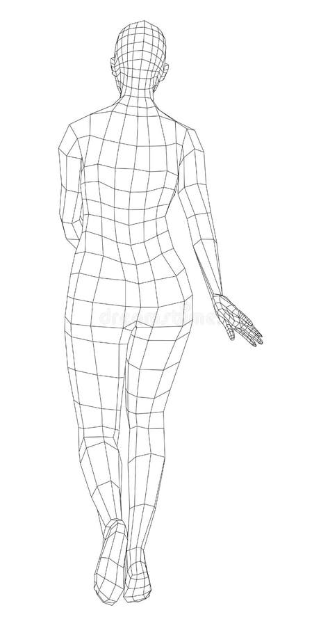 Wireframe Walking Woman. Vector Stock Vector - Illustration of body ...