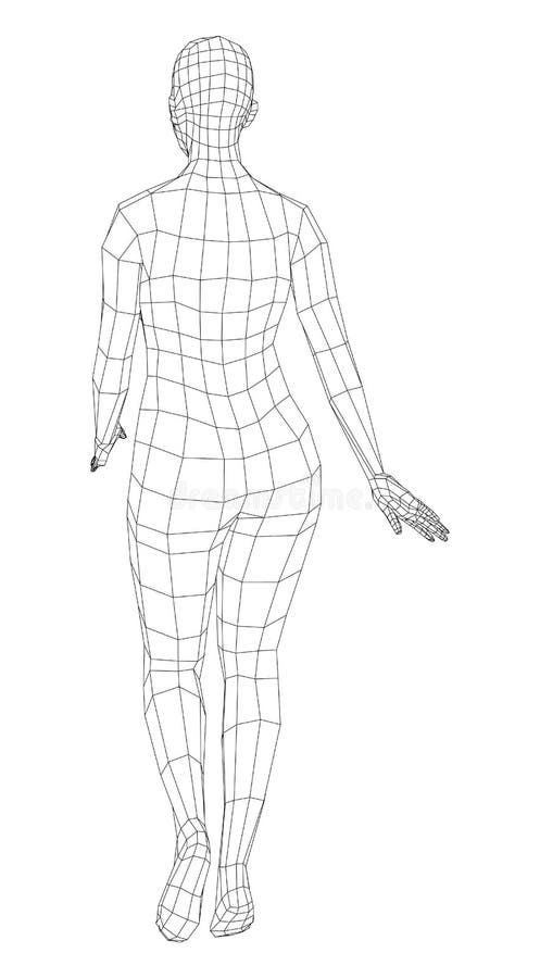 Wireframe Walking Woman. Vector Stock Vector - Illustration of isolated ...