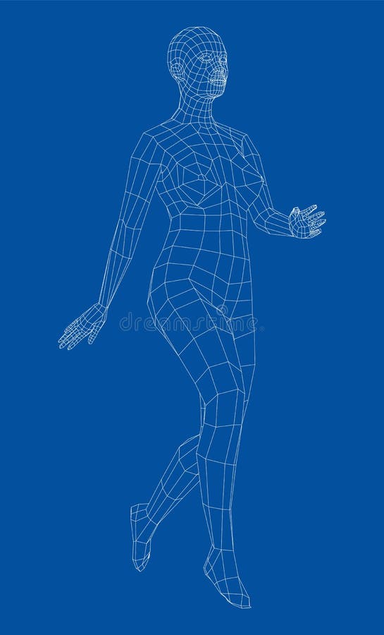 Wireframe Walking Woman. Vector Stock Vector - Illustration of walk ...