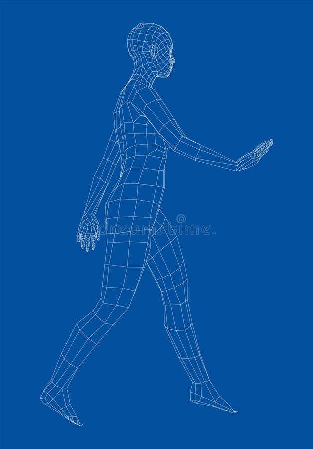 Wireframe Walking Woman. Vector Stock Vector - Illustration of walk ...