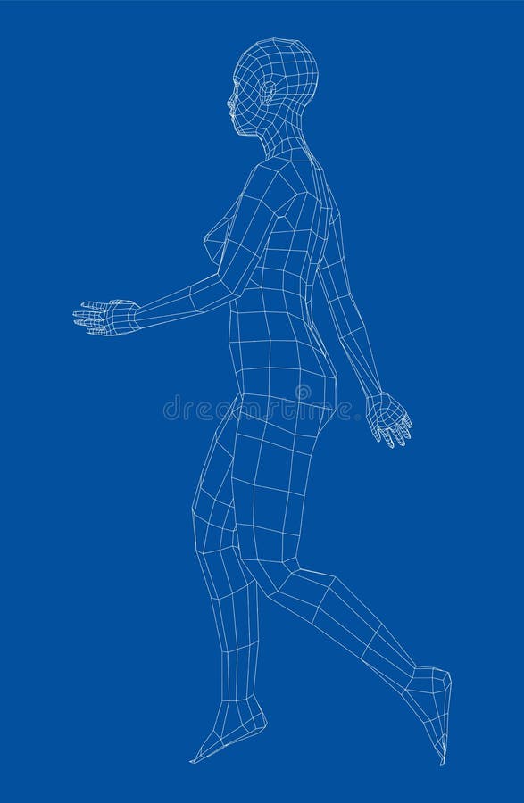 Wireframe Walking Woman. Vector Stock Vector - Illustration of fitness ...