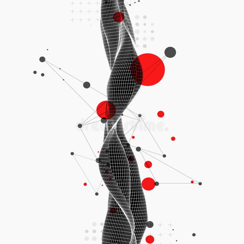 Wireframe Wave. Trendy Fluid Cover Design with Plexus Effect Stock ...