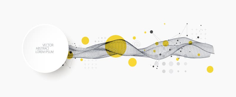 Wireframe Wave. Trendy Fluid Cover Design with Plexus Effect Stock ...