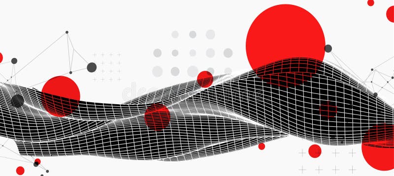 Wireframe Wave. Trendy Fluid Cover Design with Plexus Effect Stock ...