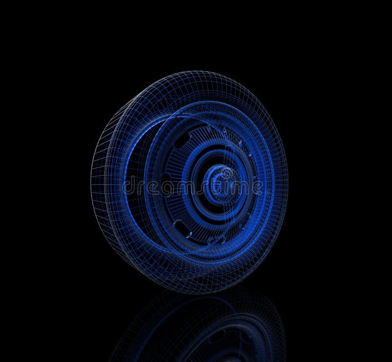 Wireframe of a wheel. stock illustration. Illustration of detail - 18498984