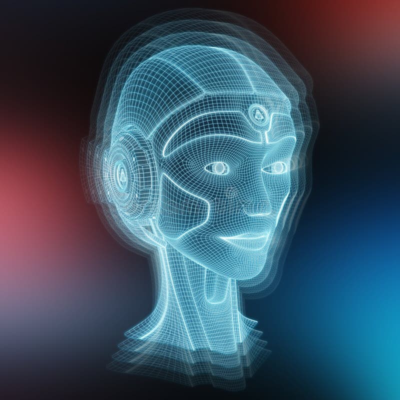 Wireframed Robotic Man Head Representing Artificial Intelligence 3D ... Wireframed Robotic Man Head Representing Artificial Intelligence 3D ...