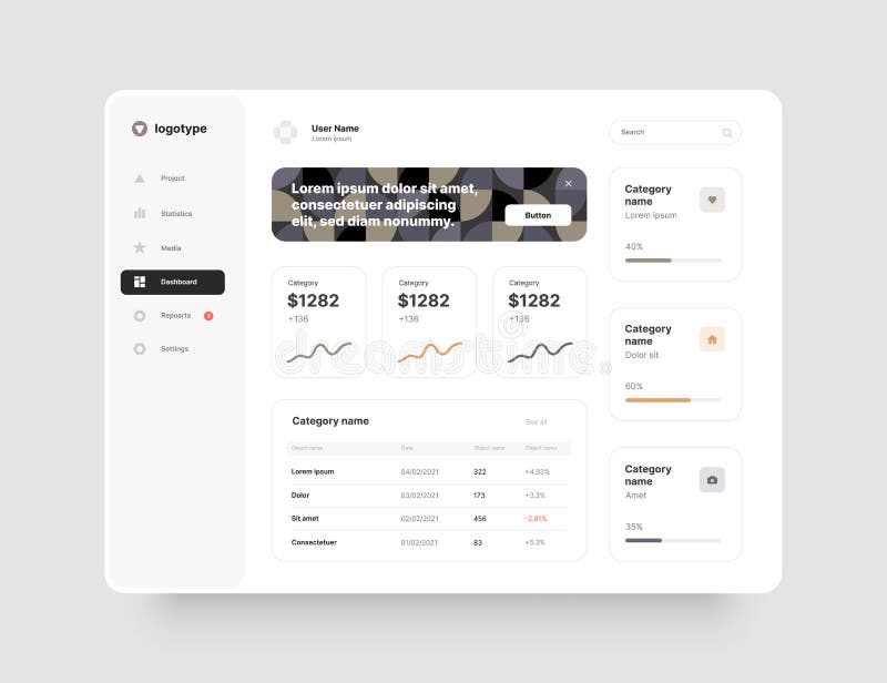 Wireframes Screens. Dashboard UI and UX Kit Design. Stock Vector ...