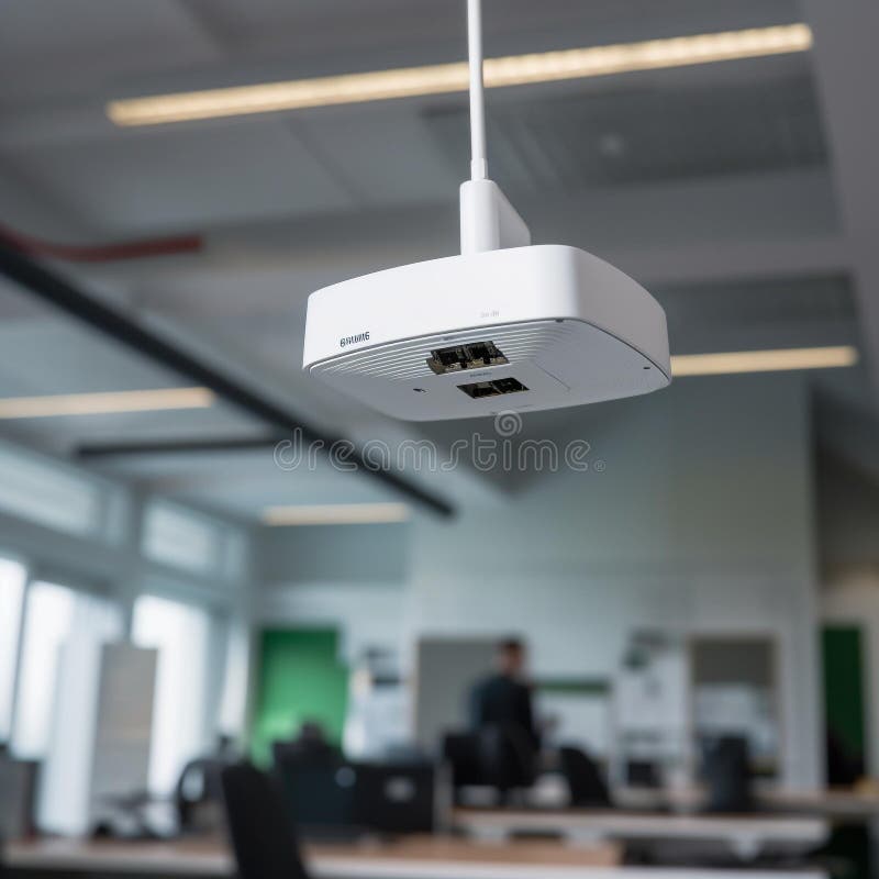 Wireless Access Point Mounted on Ceiling in Office Space Stock ...