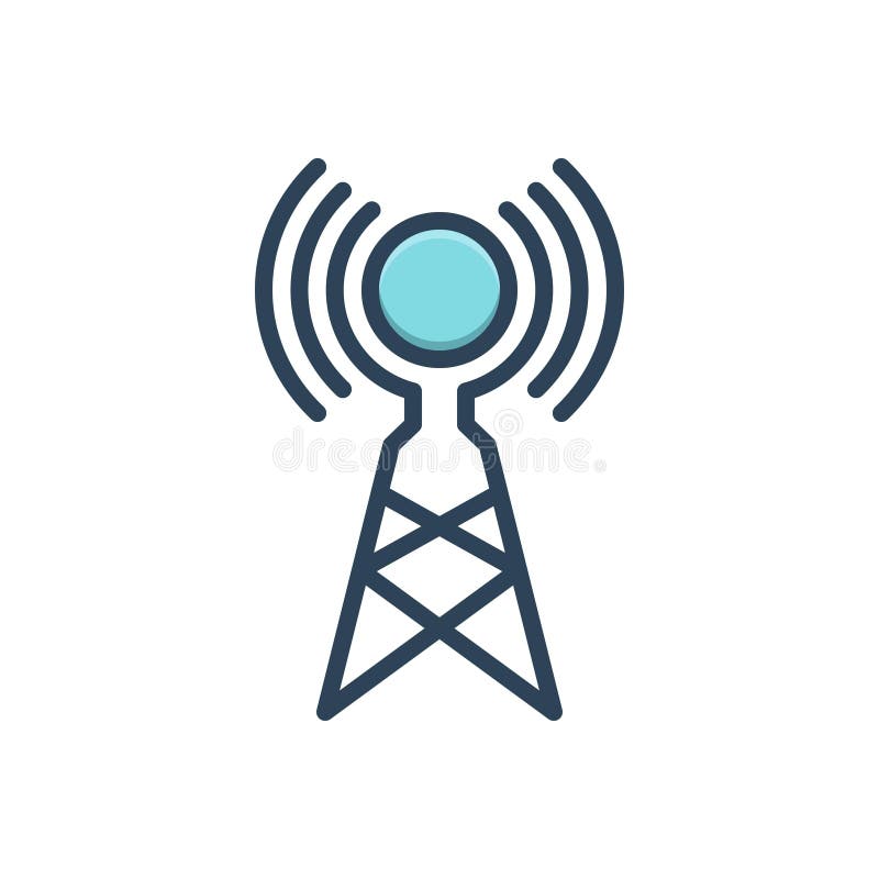 Color Illustration Icon for Wireless Antenna, Antenna and Broadcast ...