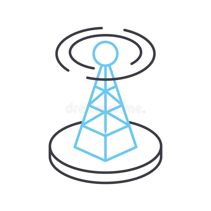 Wireless Antenna Line Icon, Outline Symbol, Vector Illustration ...