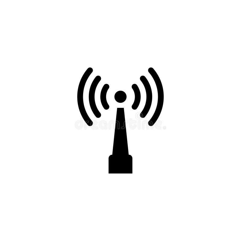 Wireless Antenna, Network Transmitter. Flat Vector Icon Illustration. Simple Black Symbol on ...