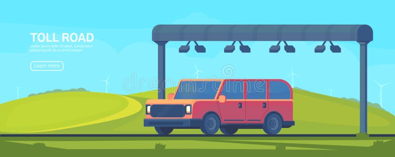 Wireless Automated Toll Collection Gate on Highway. Checkpoint on the ...