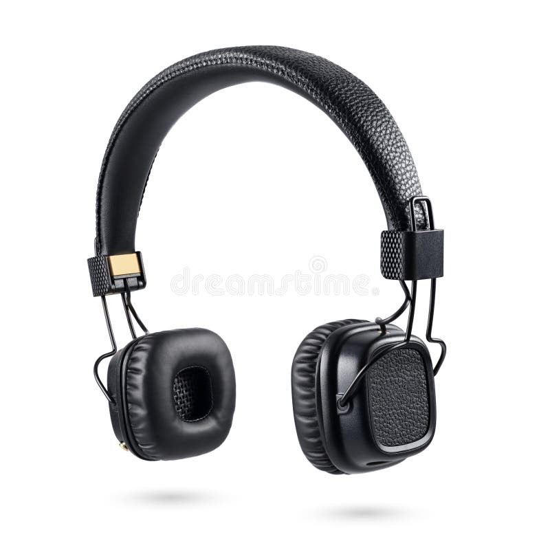 Wireless Black Headphones Side View Isolated Stock Image - Image of ...