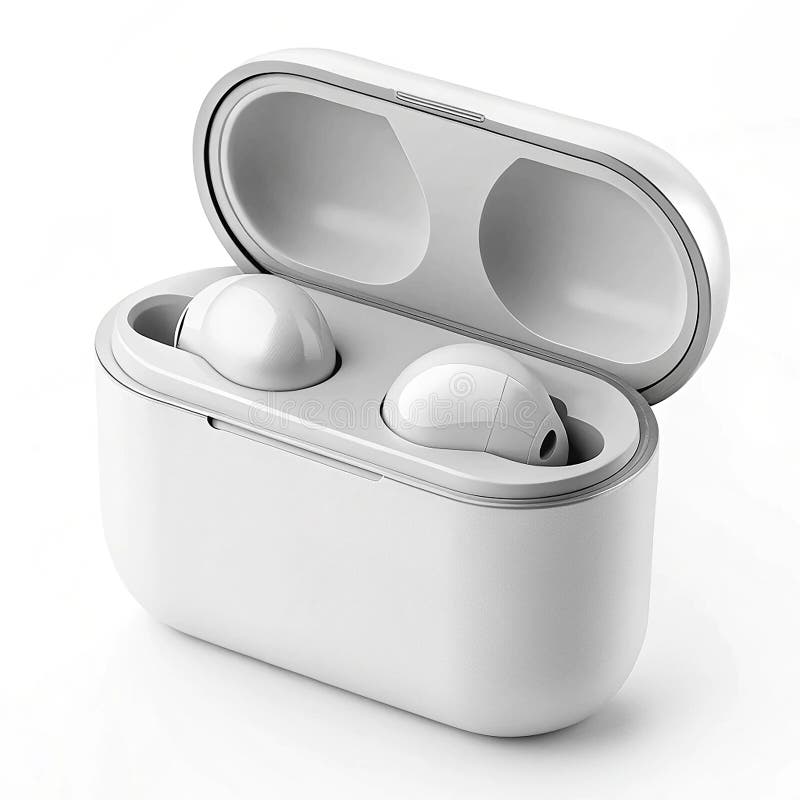 Wireless Bluetooth Earbud Case on White Background Stock Illustration ...
