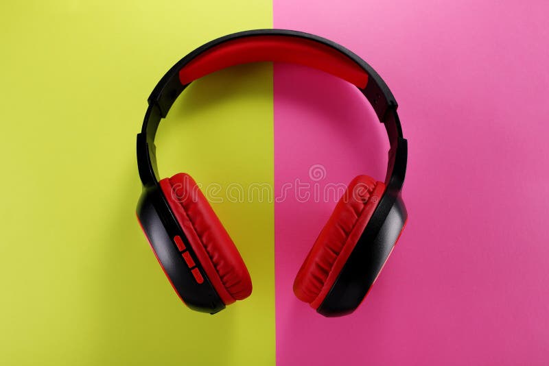 Wireless Bluetooth Headphones Gadget on Colorful Background Stock Photo ...