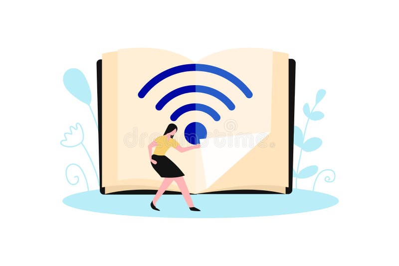 Wireless Book Library Composition Stock Vector - Illustration of study ...