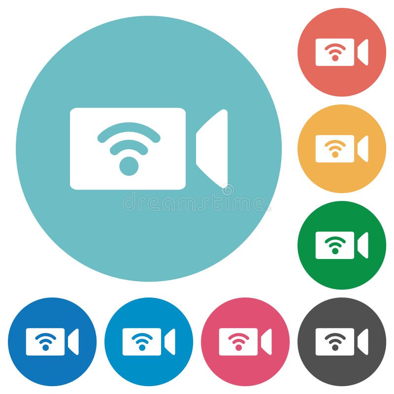 Wireless Camera Flat Round Icons Stock Vector - Illustration of data ...