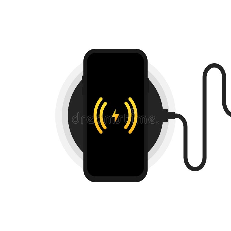 Wireless Charger Illustration. Smartphone on Wireless Charging. Battery ...